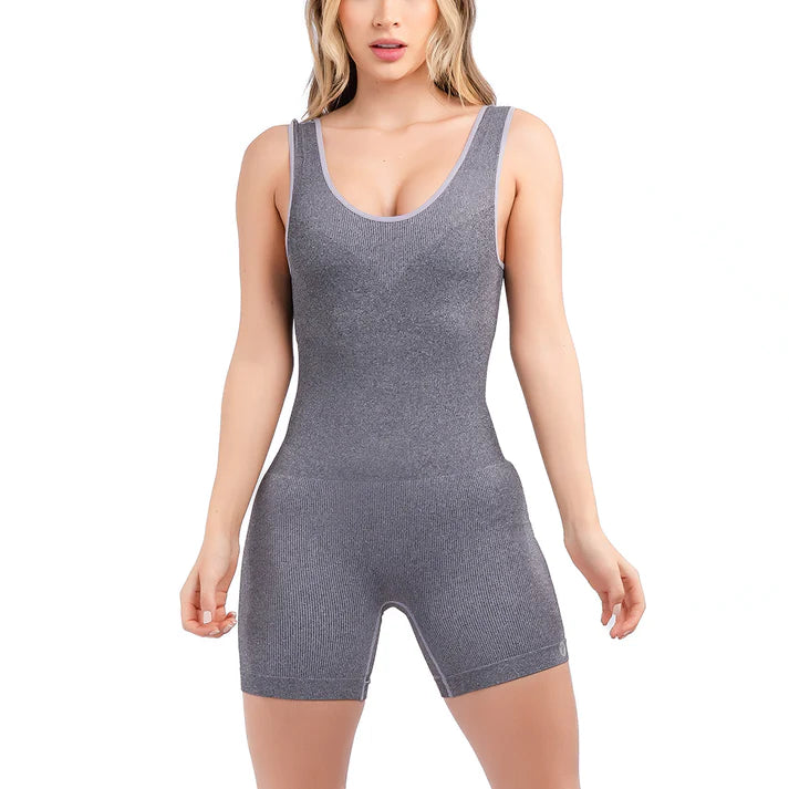 ENTERIZO CORTO SEAMLESS - GRIS JASPE